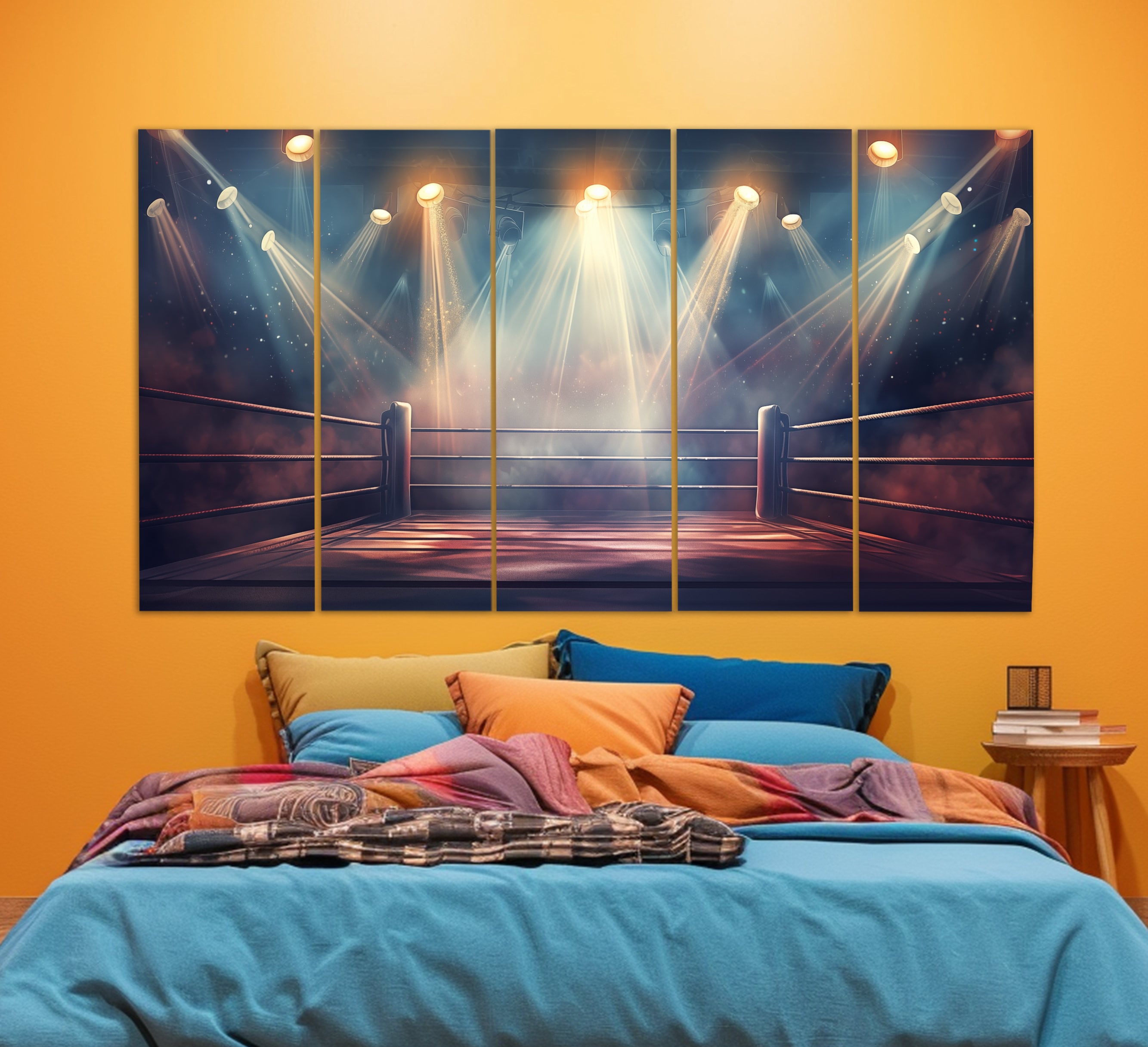 Boxing Ring Canvas Print, Abstract Boxing Painting, Gym Wall Decor, MMA ...