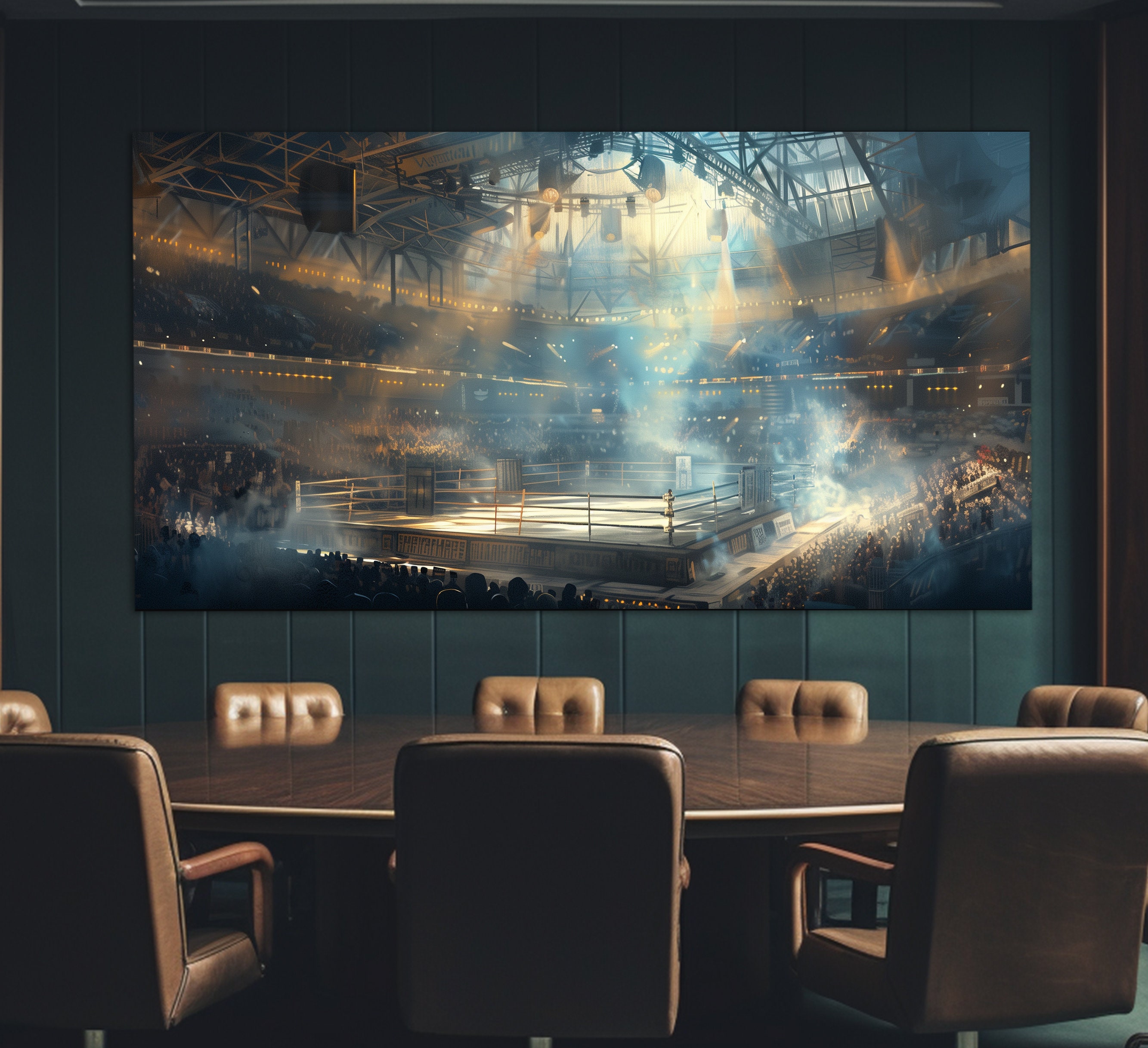 Large Boxing Arena Canvas Print, Boxing Ring Painting, Gym Wall Decor ...