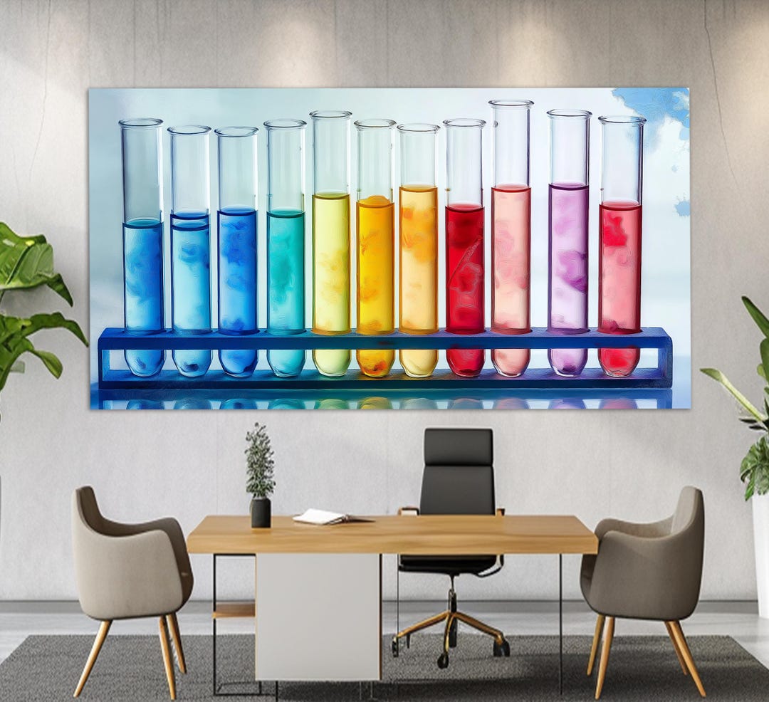 Test Tubes With Multi-colored Liquids Canvas Print, Chemistry Wall Art ...