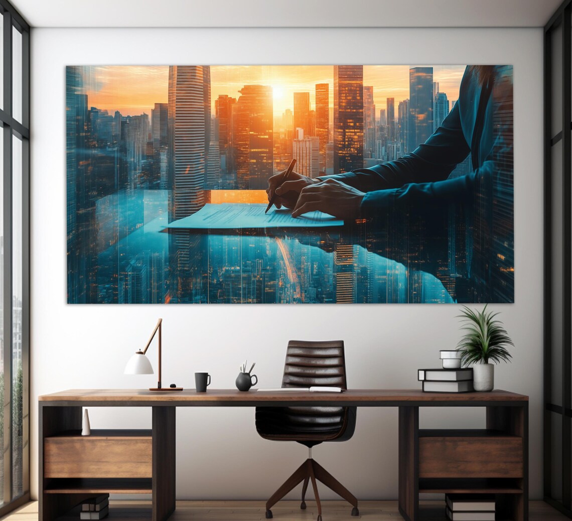 Signing a Contract Canvas Print, Office Wall Decor, Office Wall Art ...