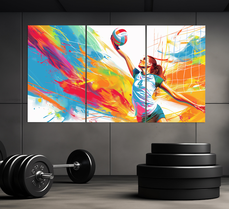 Abstract Volleyball Player Canvas Print in a Pop Art Style, Volleyball ...