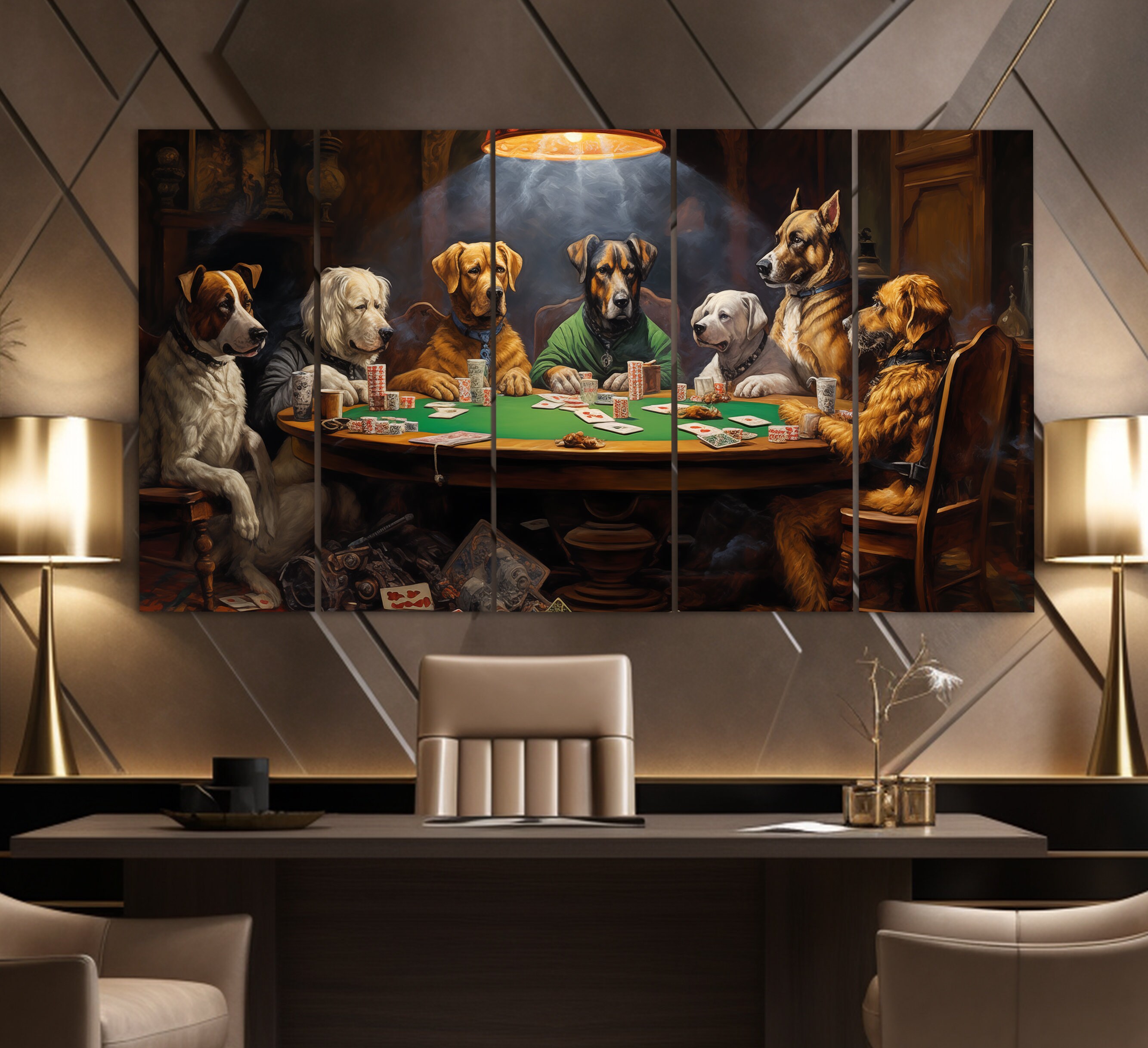 Dogs at Poker Table Canvas Print, Abstract Poker Wall Art, Dogs Playing ...