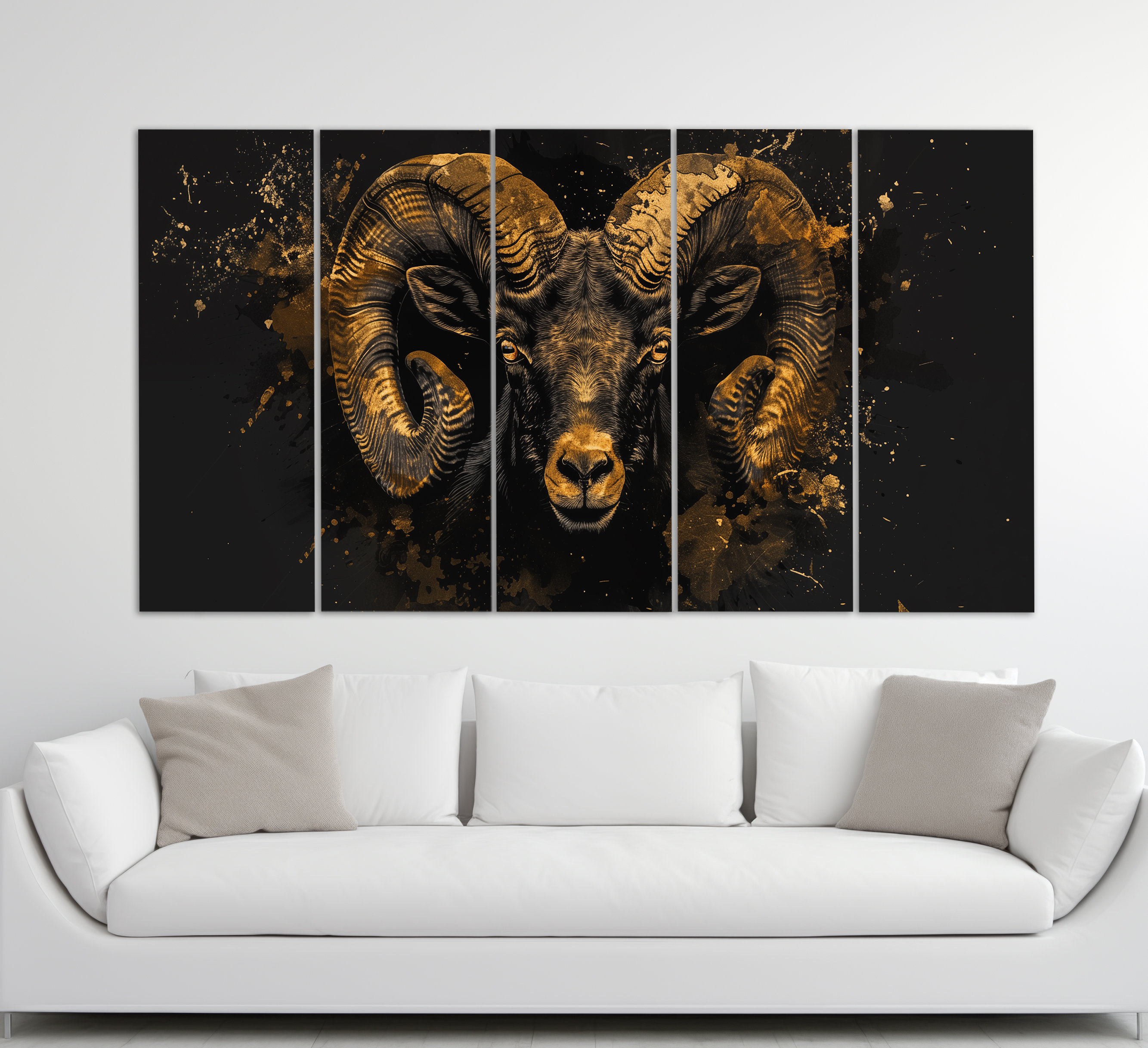 Ram Canvas Print in an Oil Painting Style, Arias Sign Poster, Arias ...