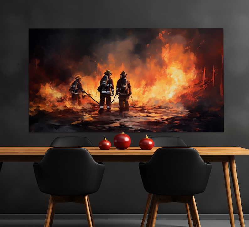 Firefighting Canvas Print, Firefighter Gift, Fire Painting, Fire Wall ...