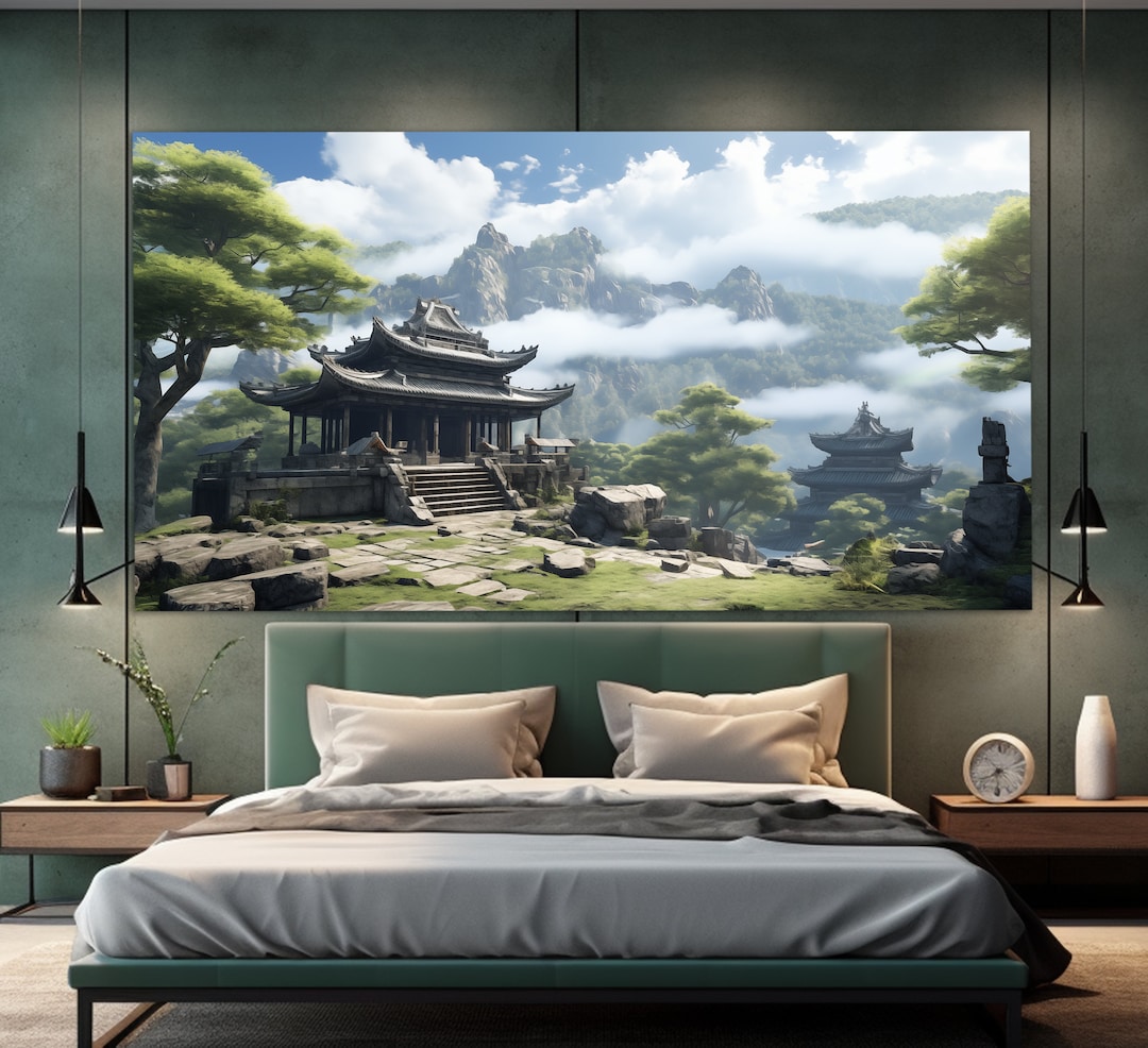 Ancient Buddhist Temple in Mountains Canvas Print, Buddhism Wall Art ...