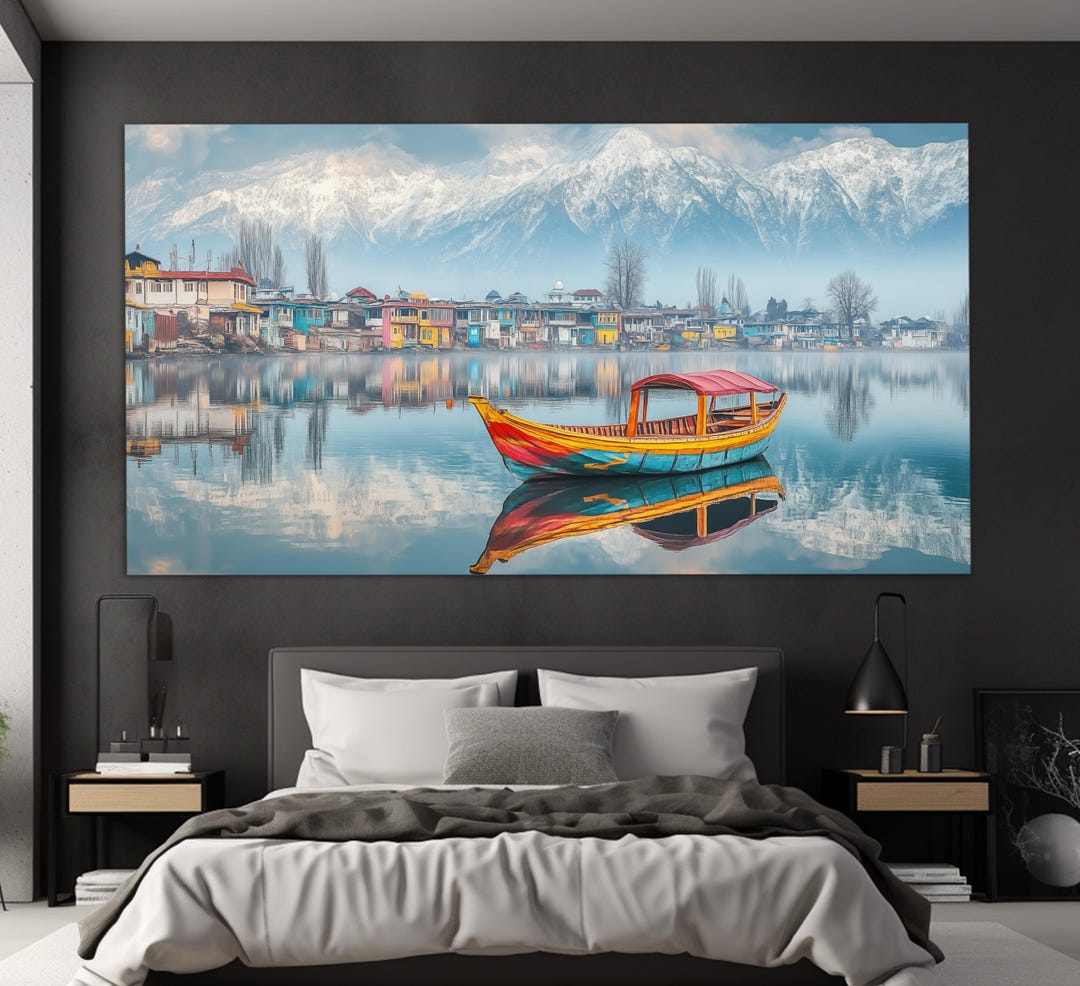 Dal Lake in Srinagar, Kashmir Canvas Print, Eastern Wall Decor, Dal ...