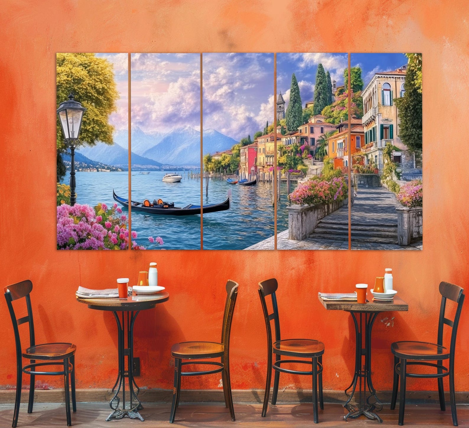 Lake Como Canvas Print in a Vintage Oil Painting Style, Italy Canvas ...