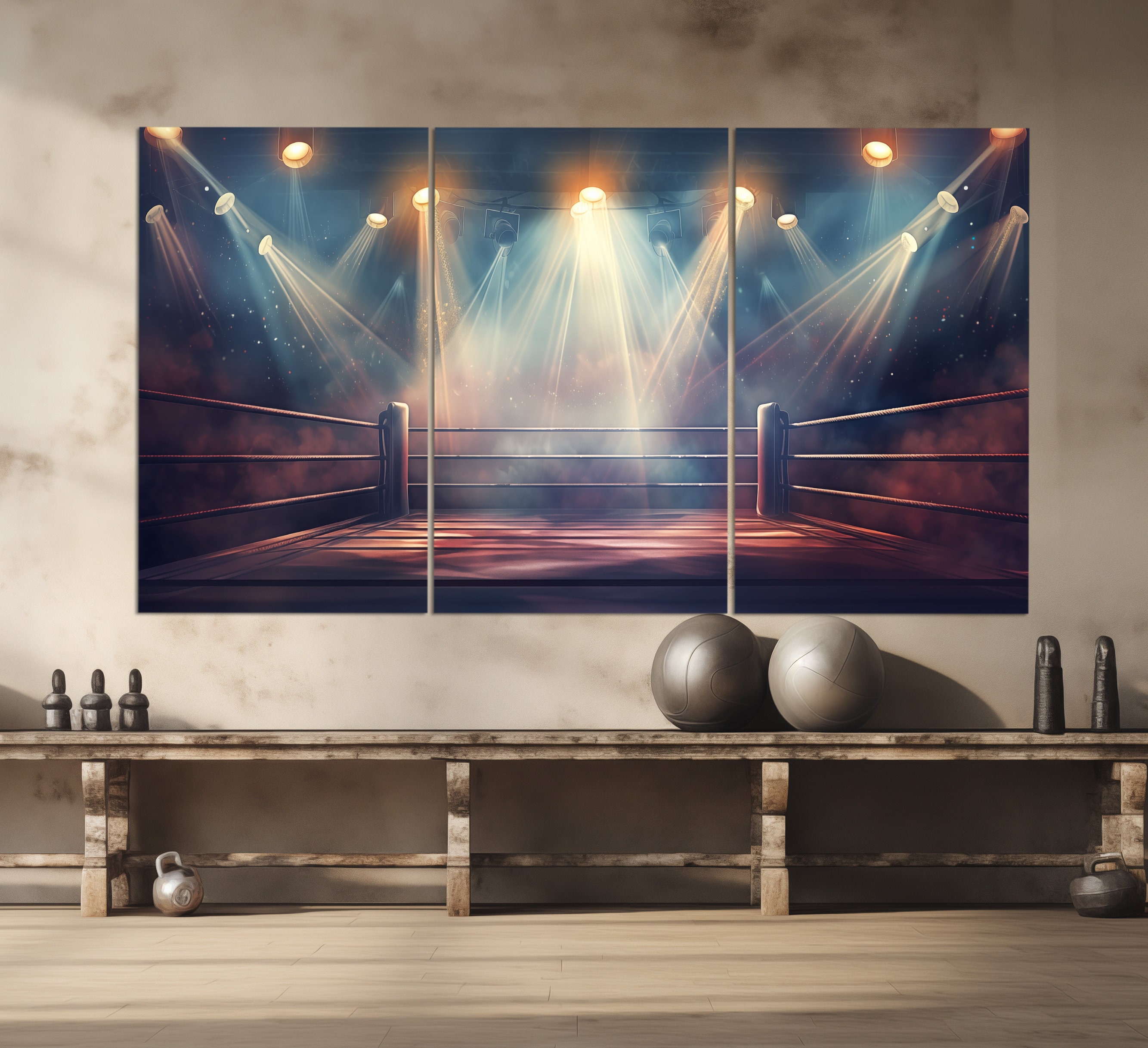 Boxing Ring Canvas Print, Abstract Boxing Painting, Gym Wall Decor, MMA ...