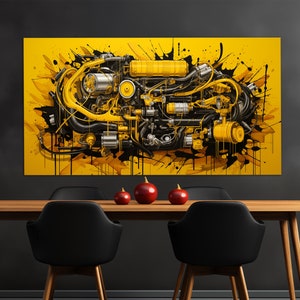 Abstract Engine Canvas Print, Engine Wall Art, Engine Painting, Engine ...