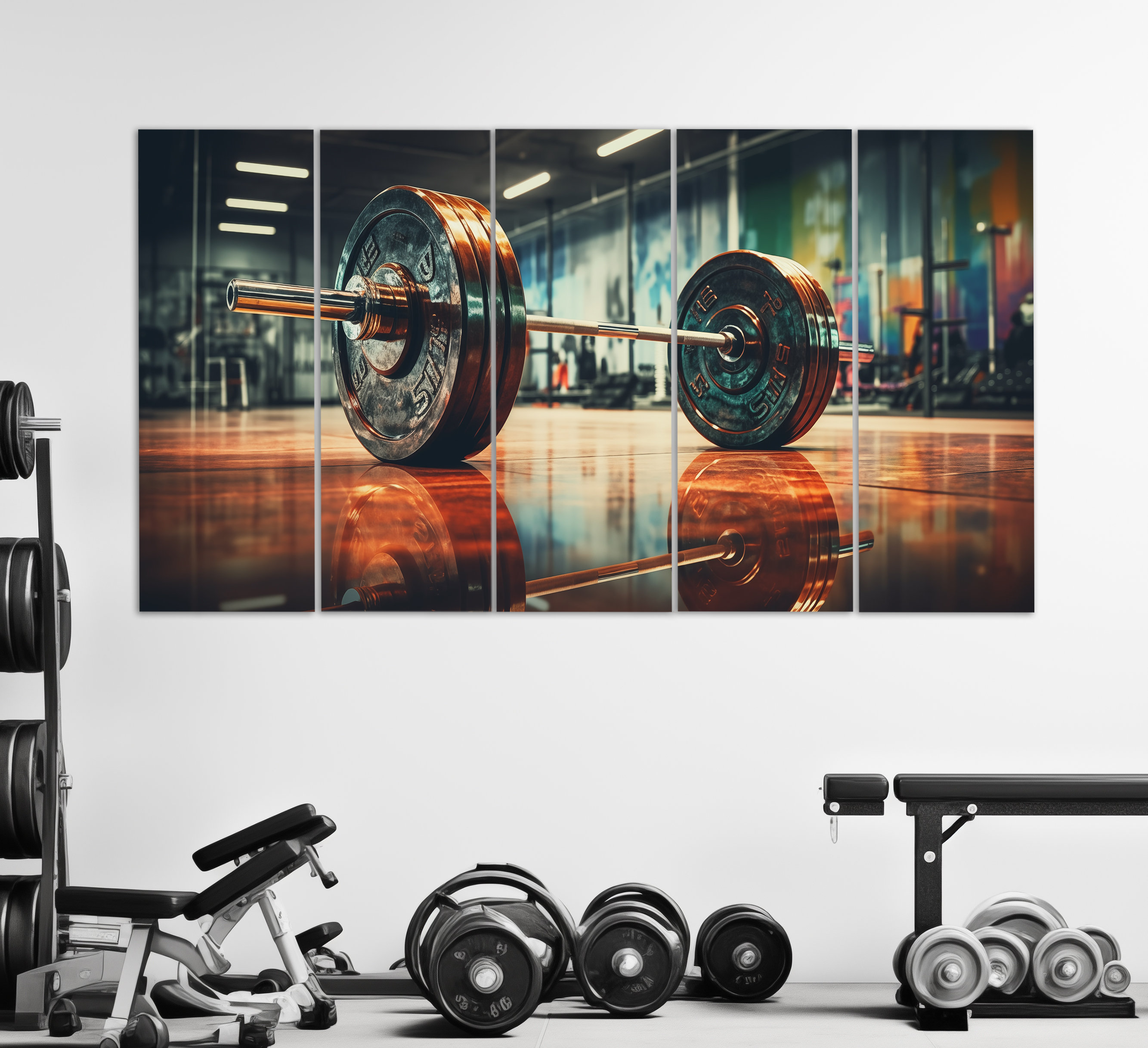 Barbell Canvas Print, Modern Gym Wall Decor, Weightlifting Canvas Wall ...