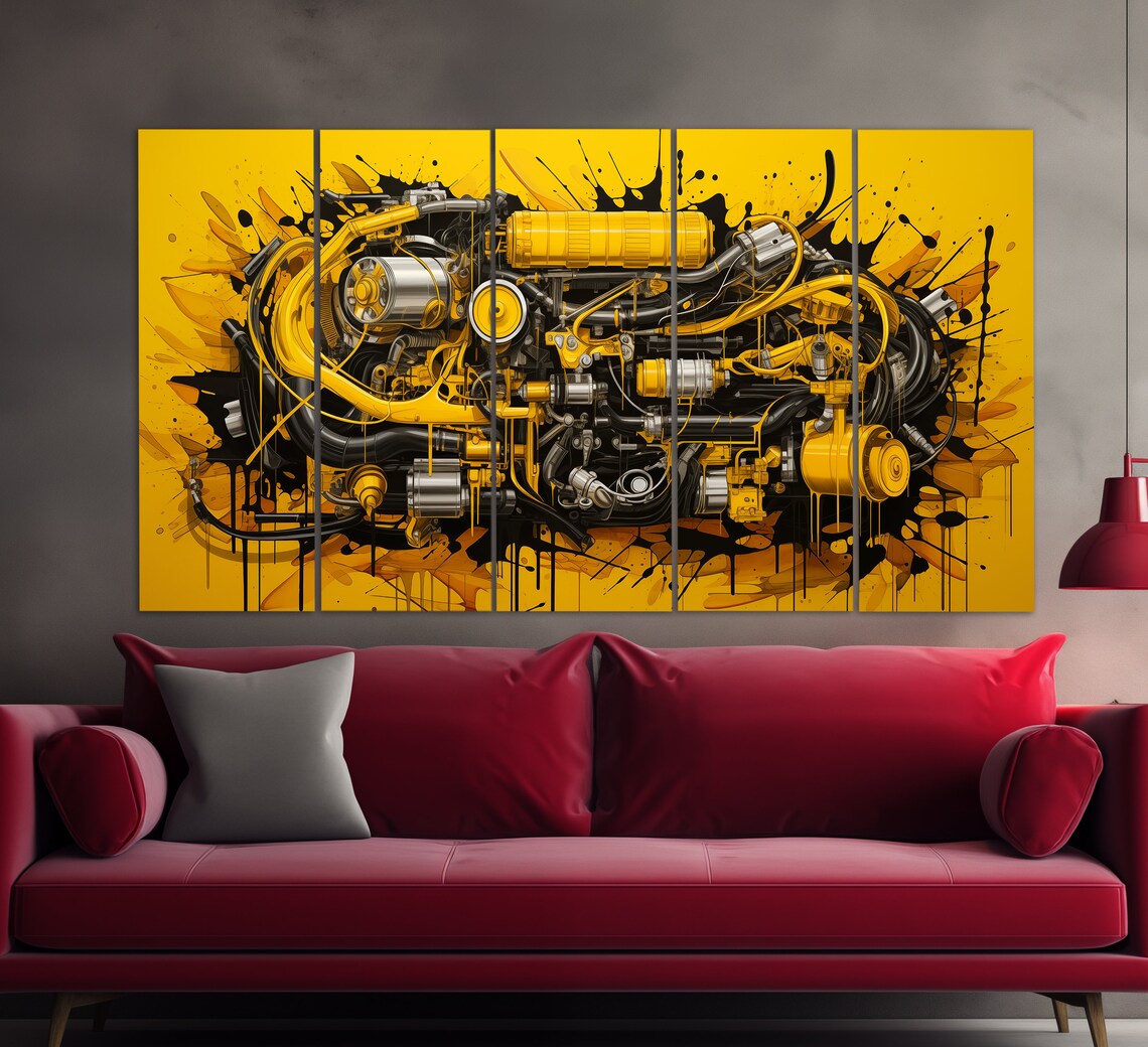 Abstract Engine Canvas Print, Engine Wall Art, Engine Painting, Engine ...