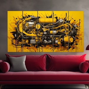 Abstract Engine Canvas Print, Engine Wall Art, Engine Painting, Engine ...