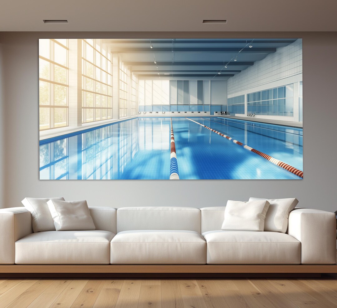 Minimalist Swimming Pool Canvas Print, Swimming Pool Wall Art, Swimmer ...