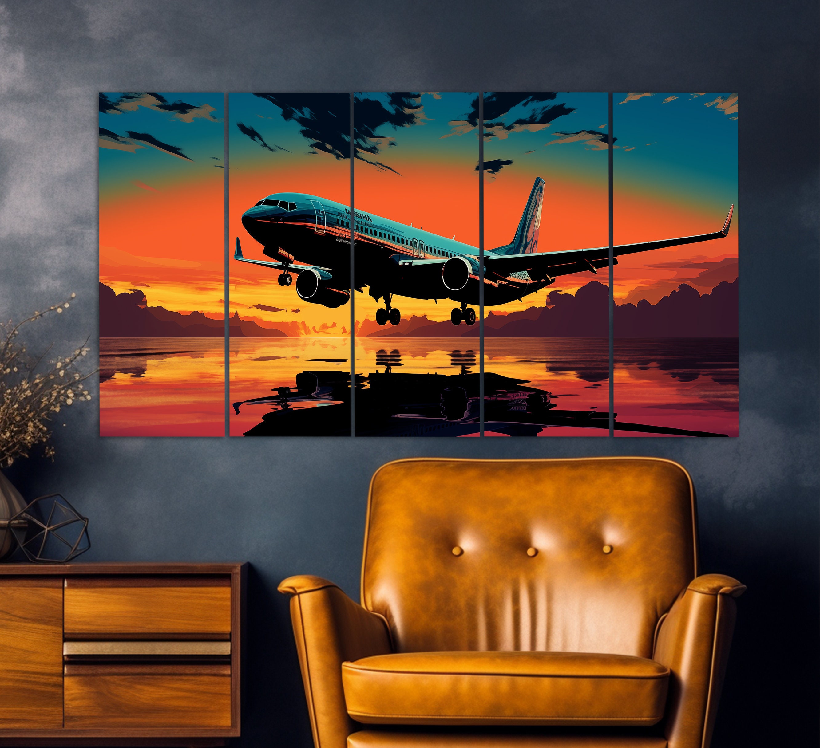 Boeing 737 Canvas Print, Aircraft Wall Art, Pilot Gift, Boeing Plane ...