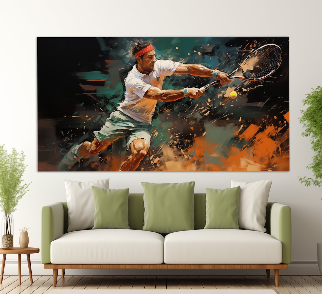 Abstract Tennis Canvas Print in an Oil Painting Style, Tennis Wall Art ...