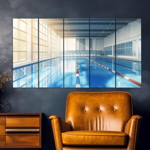 Minimalist Swimming Pool Canvas Print, Swimming Pool Wall Art, Swimmer ...