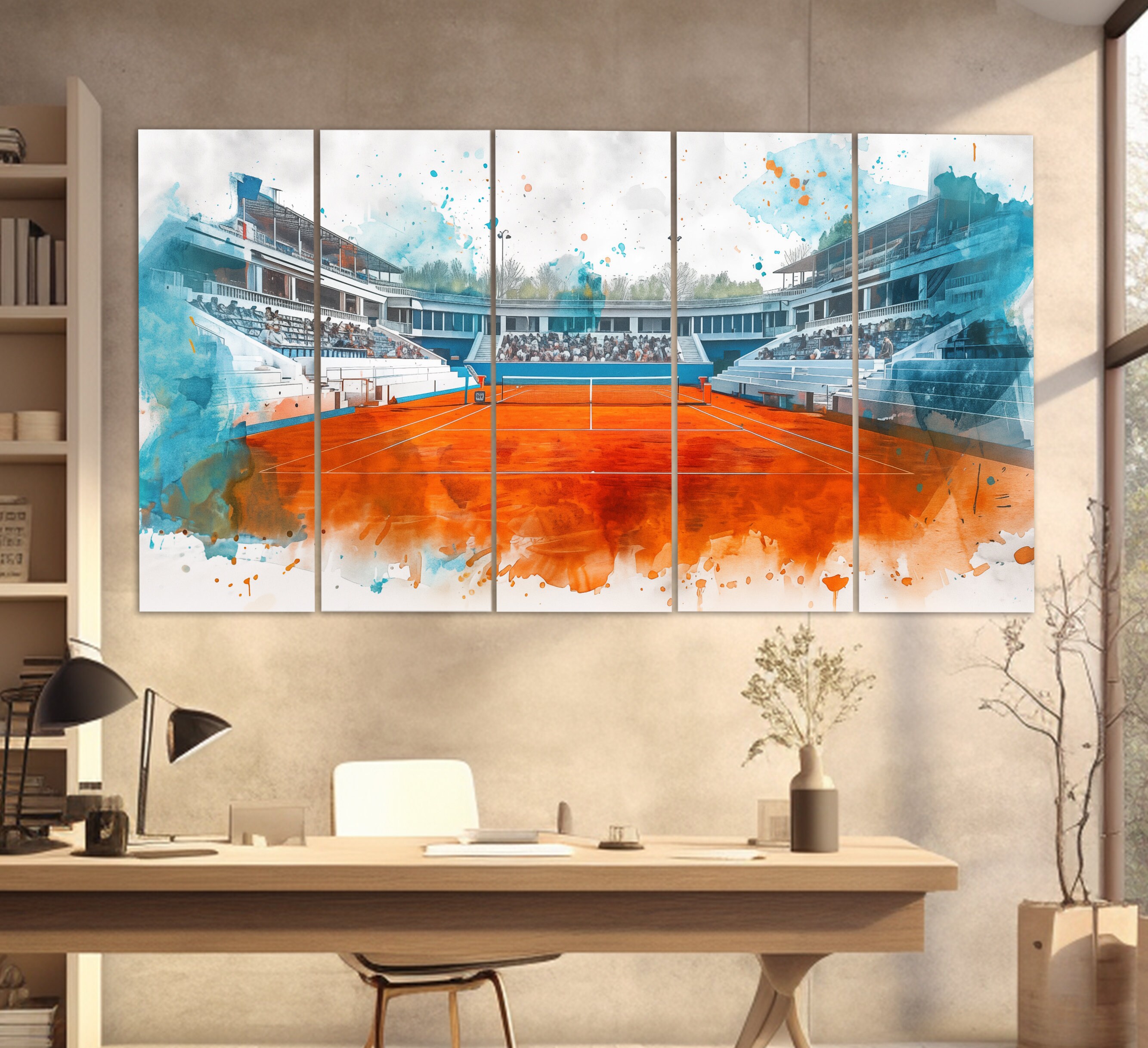Abstract Clay Tennis Court Canvas Print, Tennis Wall Art, Tennis ...