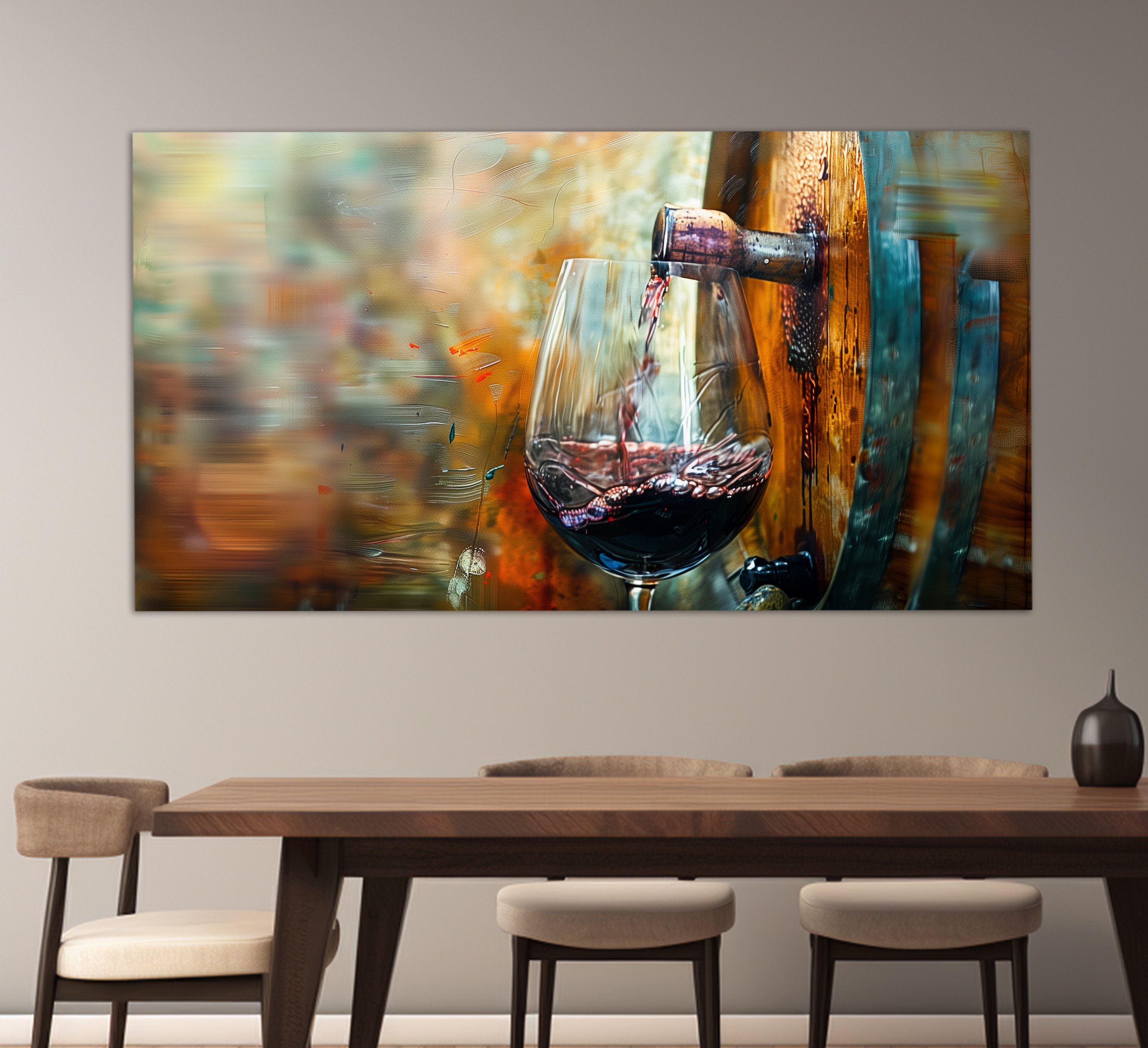 Wine Barrel Canvas Print in a Vintage Oil Painting Style, Vintage Wine ...