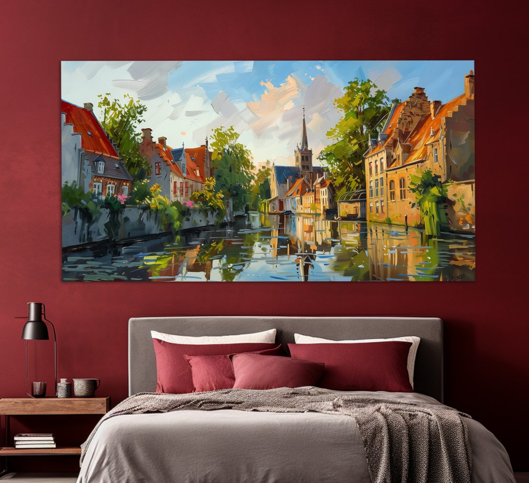 Abstract Bruges Canvas Print in a Vintage Oil Painting Style, Bruges ...