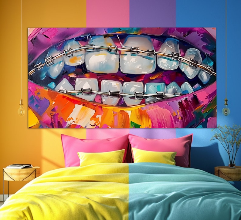 Abstract Braces Canvas Print, Orthodontist Wall Art, Orthodontist Gift ...