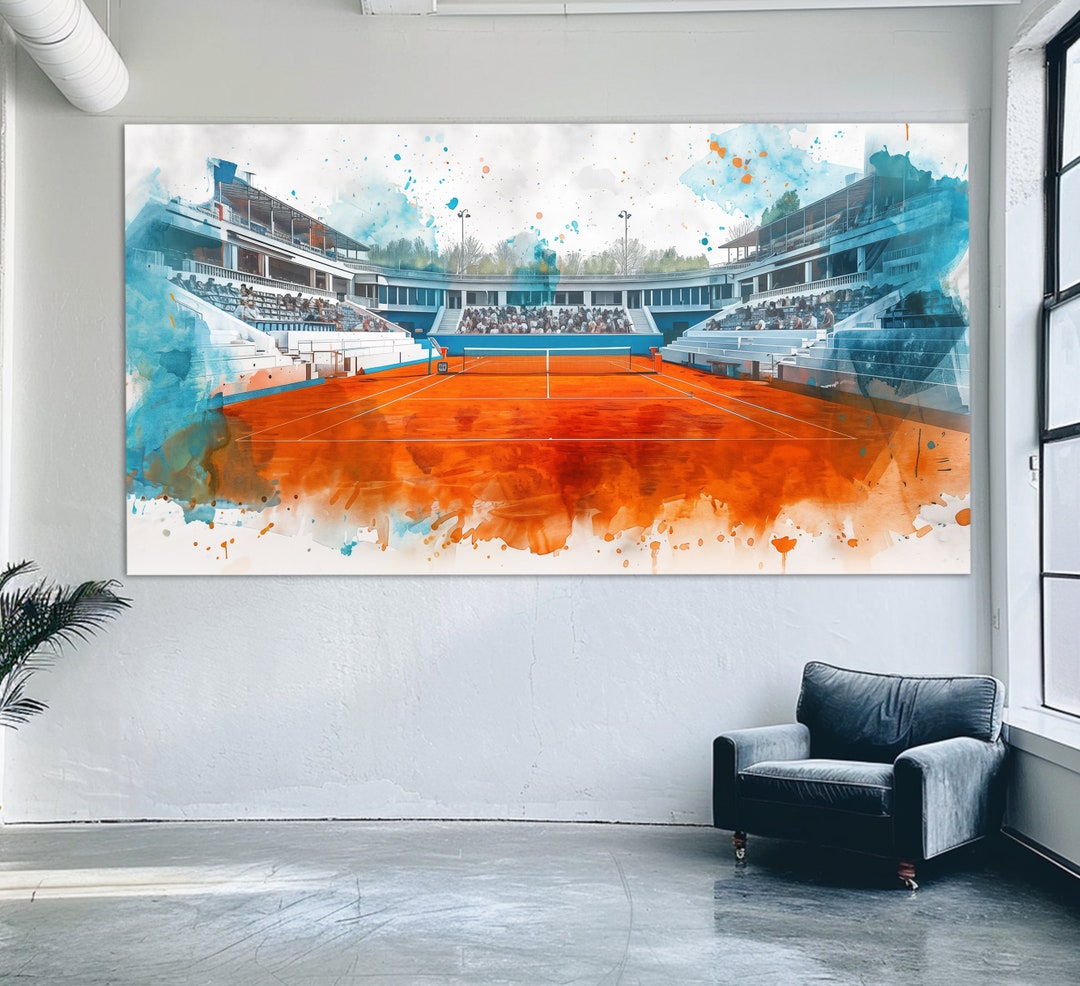 Abstract Clay Tennis Court Canvas Print, Tennis Wall Art, Tennis ...