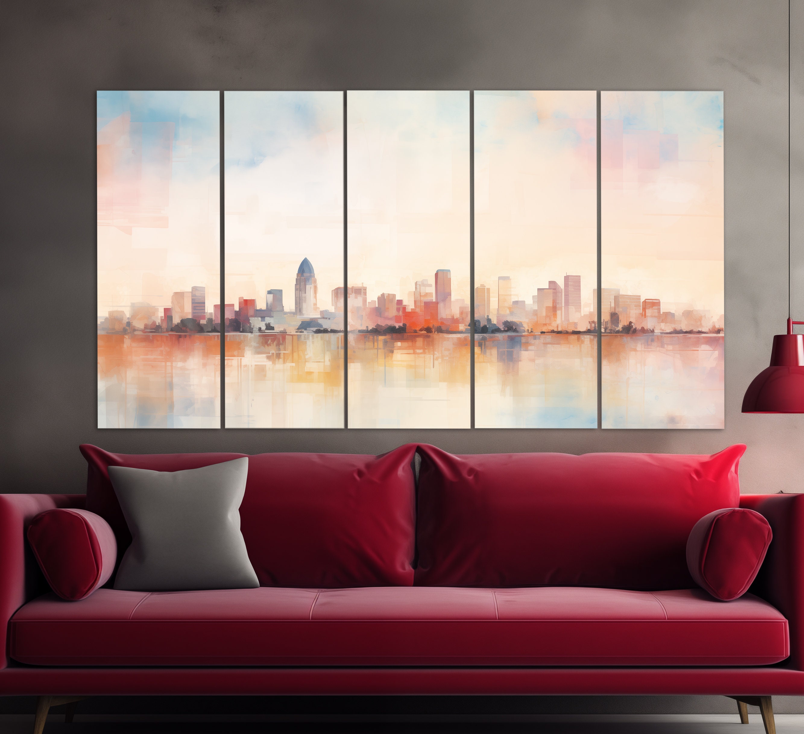 Tulsa Canvas Print, Neutral Colors Tulsa Painting, Abstract Tulsa Wall ...