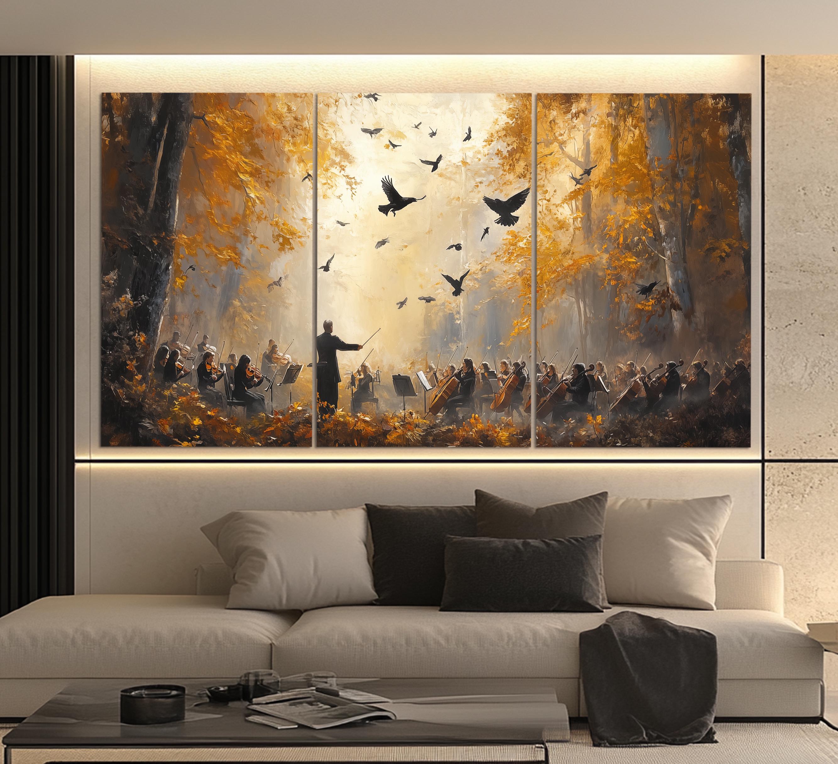 Symphony Orchestra in Golden Autumn Forest Canvas Print in Oil Painting ...