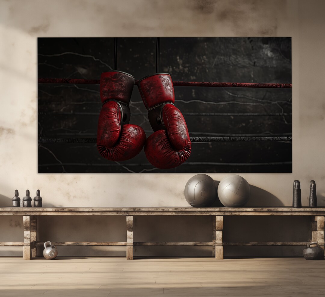 Old Boxing Gloves Canvas Print, Boxing Wall Art, Vintage Boxing Gloves ...