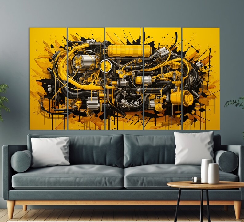 Abstract Engine Canvas Print, Engine Wall Art, Engine Painting, Engine ...