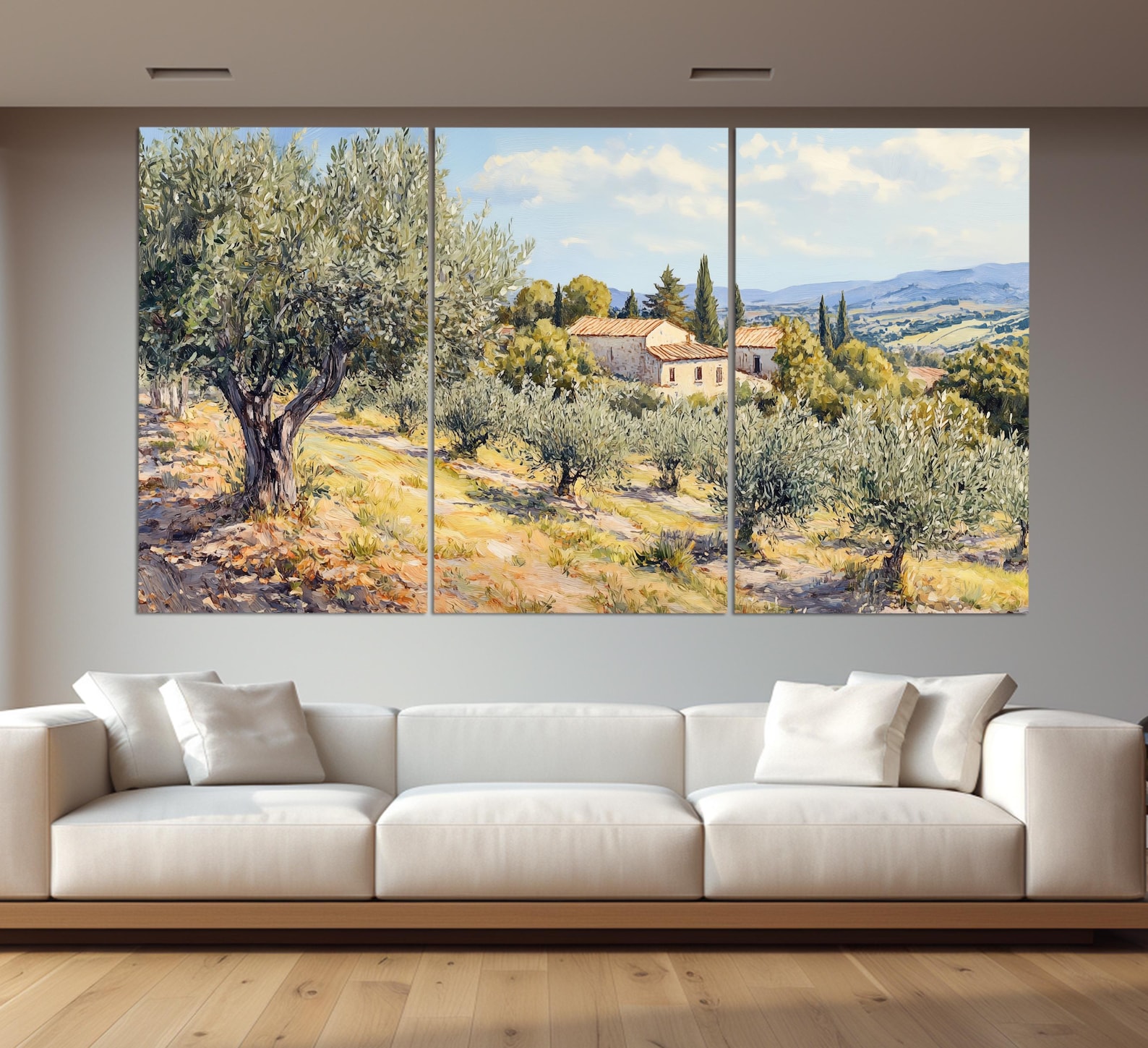 Olive Grove in Italy Canvas Print in a Vintage Oil Painting Style ...