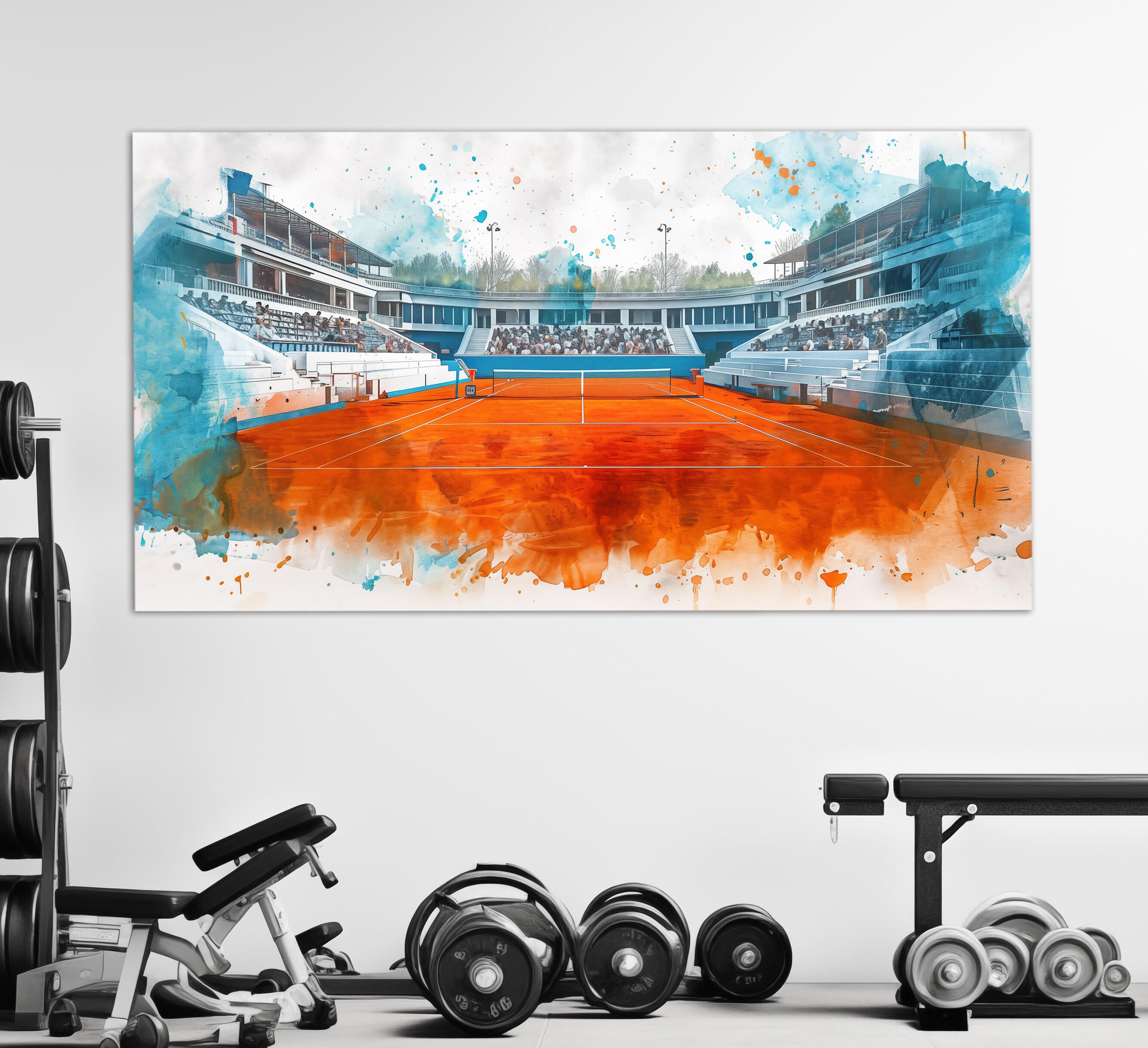 Abstract Clay Tennis Court Canvas Print, Tennis Wall Art, Tennis ...
