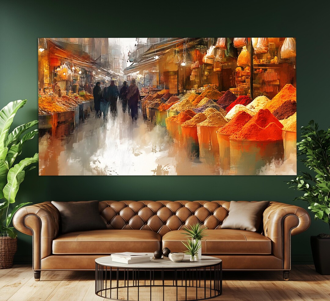 Spice Bazaar in Istanbul Canvas Print in an Oil Painting Style, Retro ...