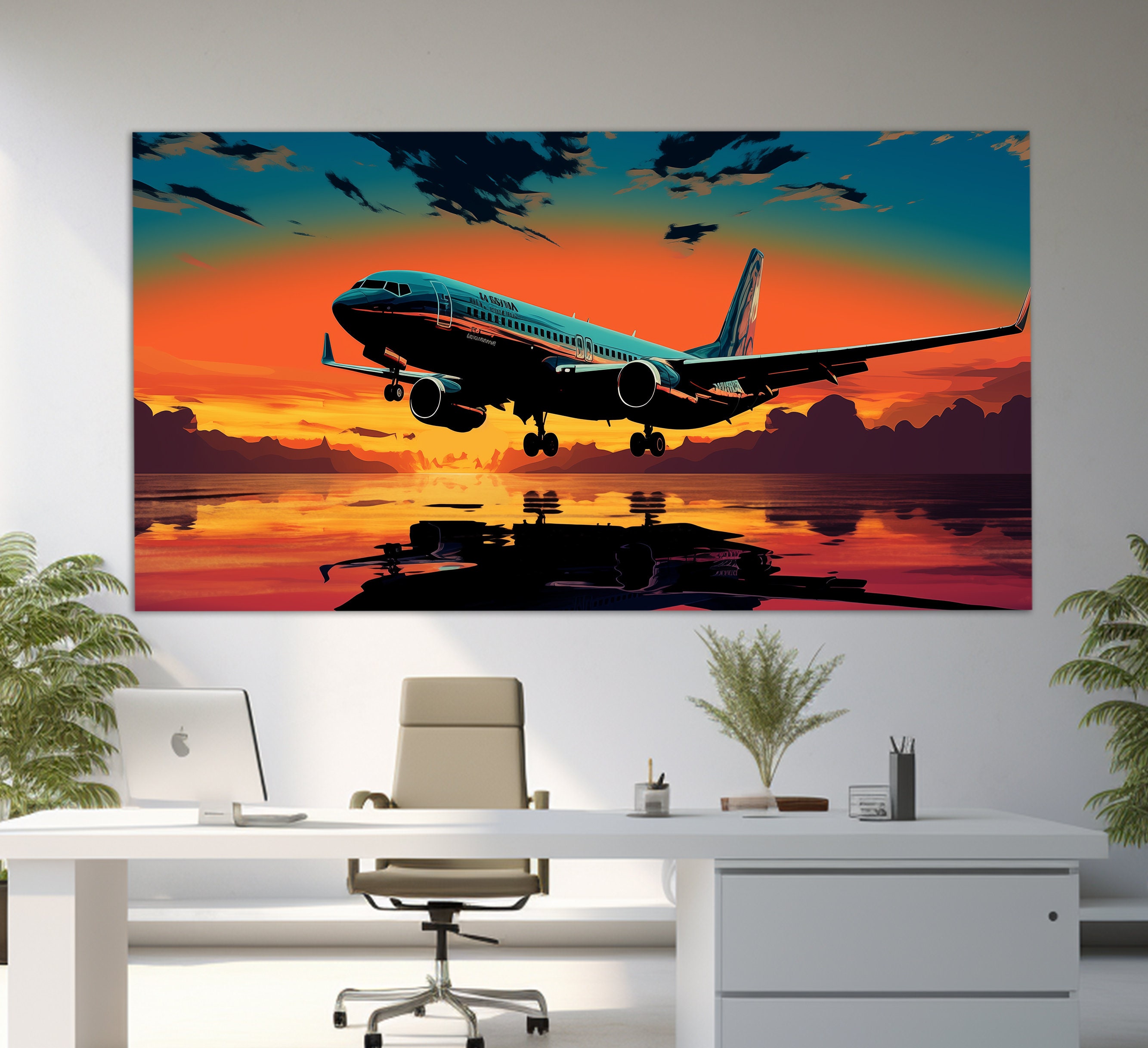Boeing 737 Canvas Print, Aircraft Wall Art, Pilot Gift, Boeing Plane ...