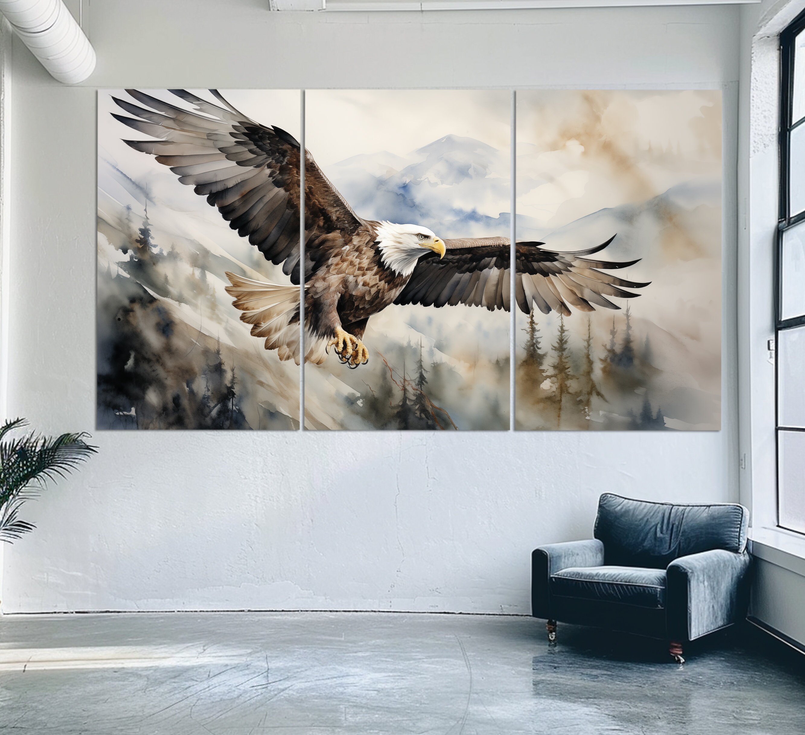Bald Eagle Canvas Print in a Vintage Oil Painting Style, Animals Wall ...