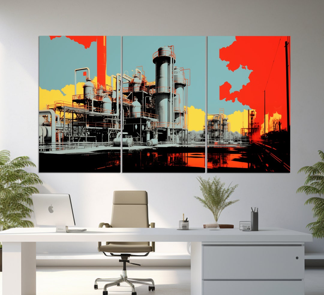 Industrial Wall Art, Pop Art Factory Canvas Print, Large Plant Poster ...