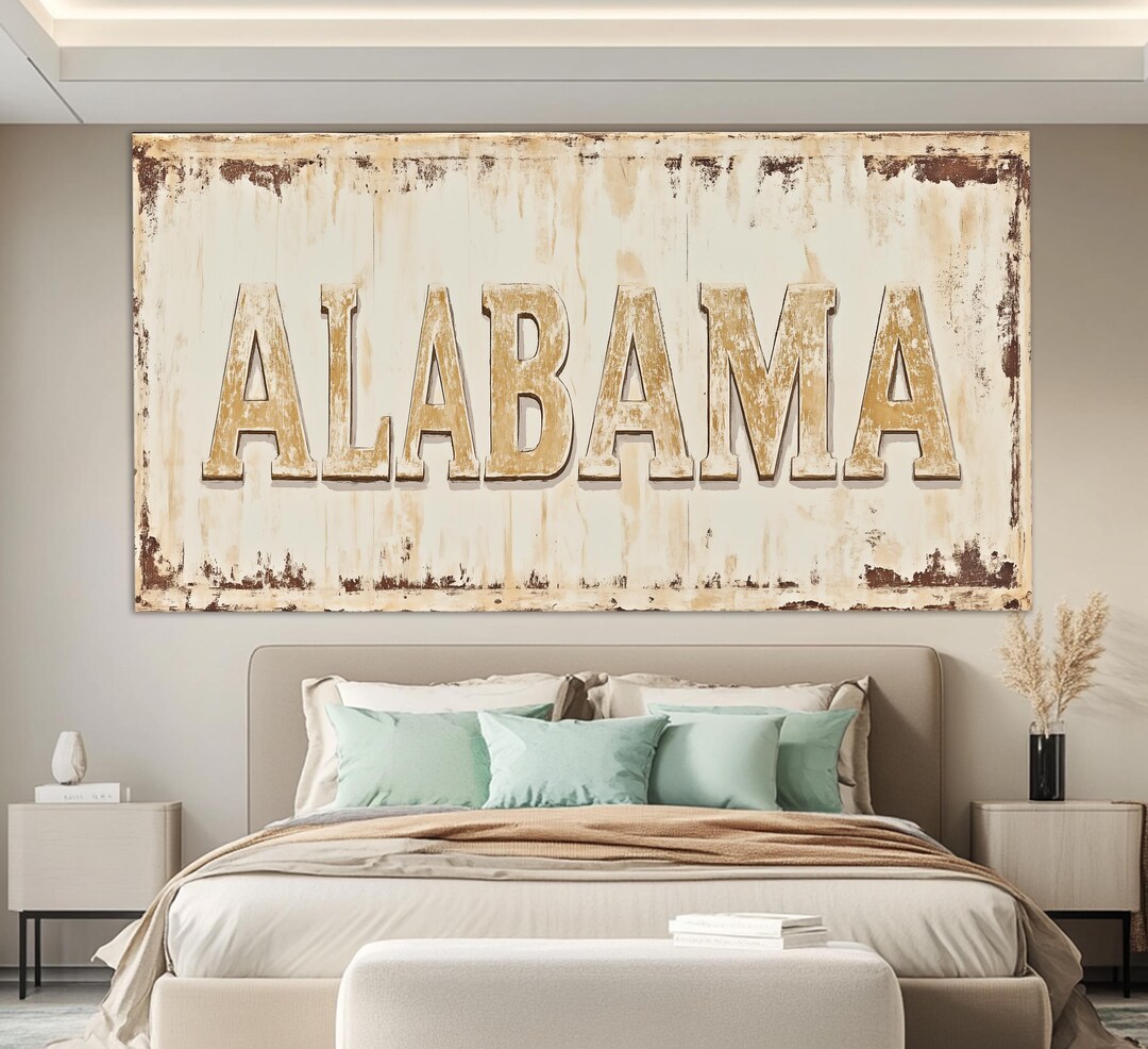 Vintage Alabama Sign Canvas Print, Retro Alabama Painting, Rustic ...