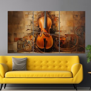 Abstract Cello Canvas Print in Retro Oil Painting Style, Cello Painting ...