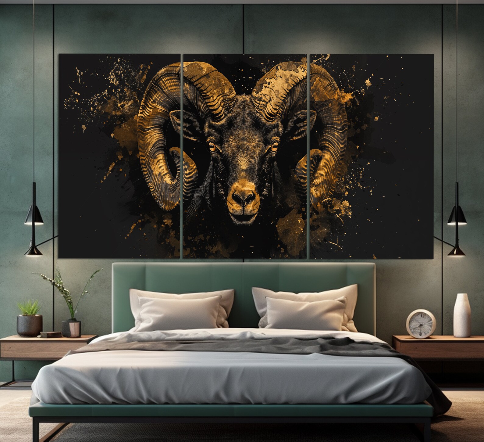 Ram Canvas Print in an Oil Painting Style, Arias Sign Poster, Arias ...