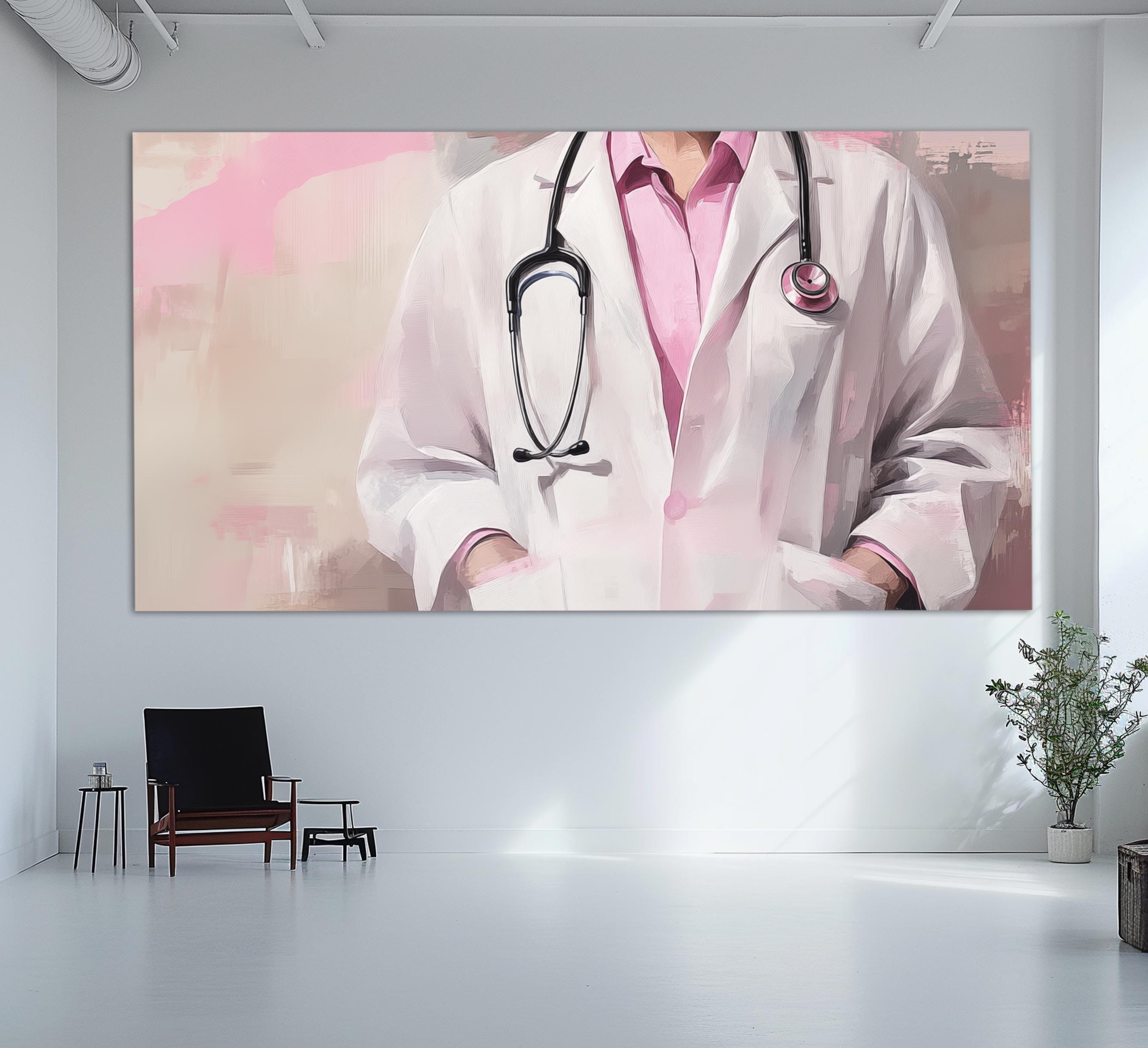Doctor With Stethoscope Canvas Print, Healthcare Wall Art, Therapist ...