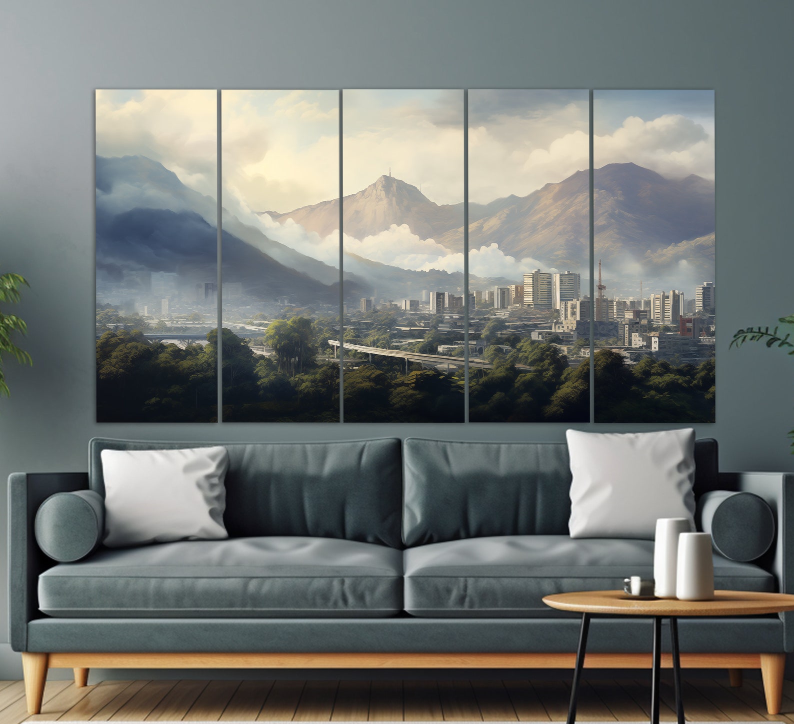 Caracas Canvas Print in a Mystical Painting Style, Abstract Caracas ...