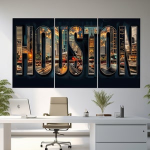 Houston Sign Canvas Print, Modern Houston Wall Art, Abstract Houston ...