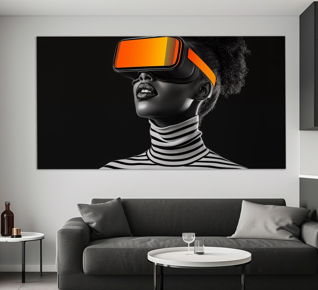 African Girl in VR Glasses Abstract Canvas Print, Virtual Reality Wall ...