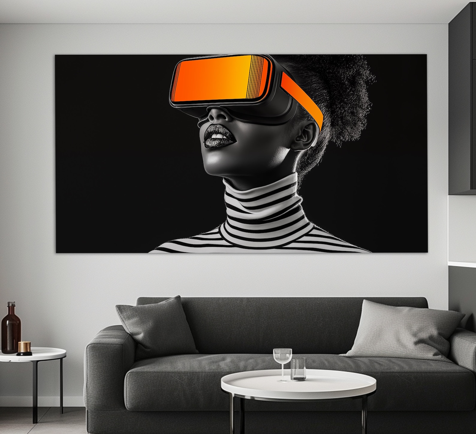 African Girl in VR Glasses Abstract Canvas Print, Virtual Reality Wall ...