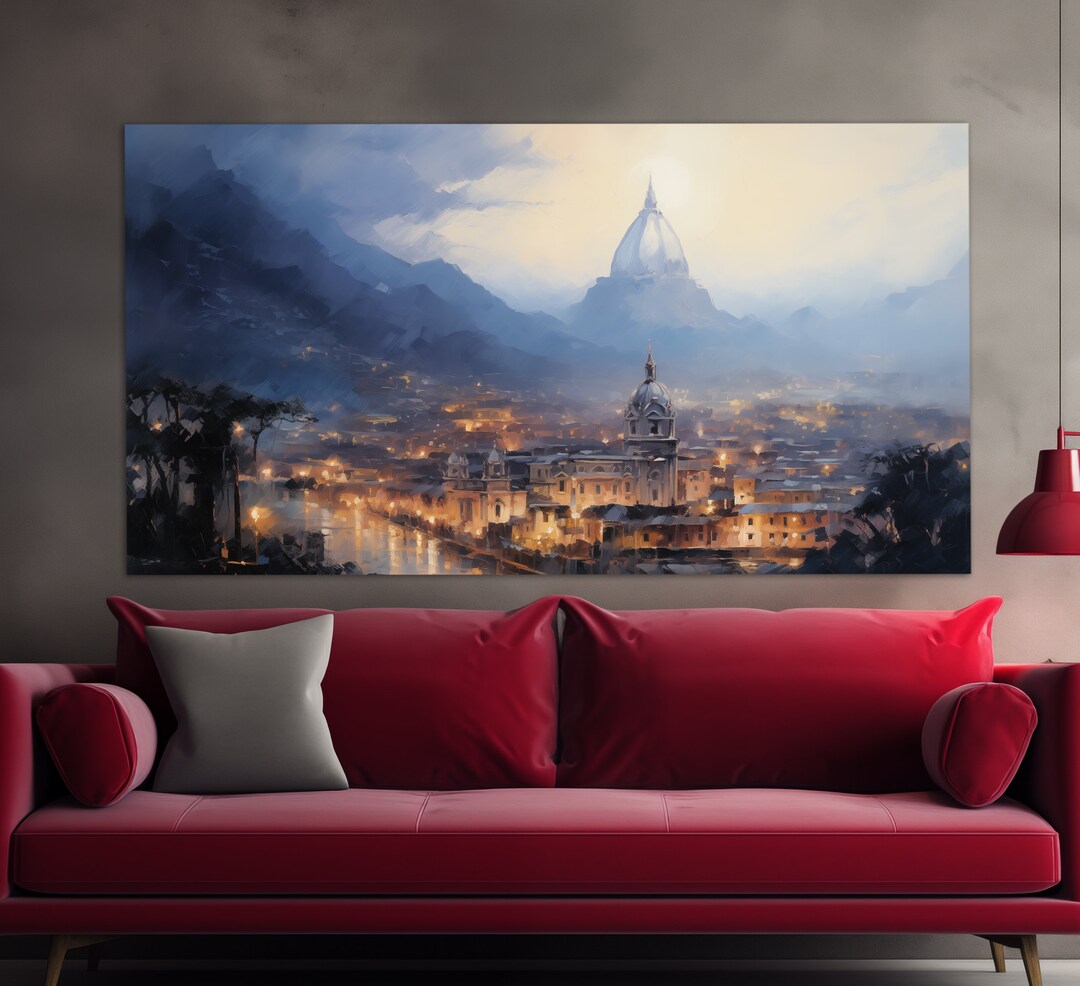Quito Canvas Print in a Vintage Oil Painting Style, Abstract Quito Wall ...