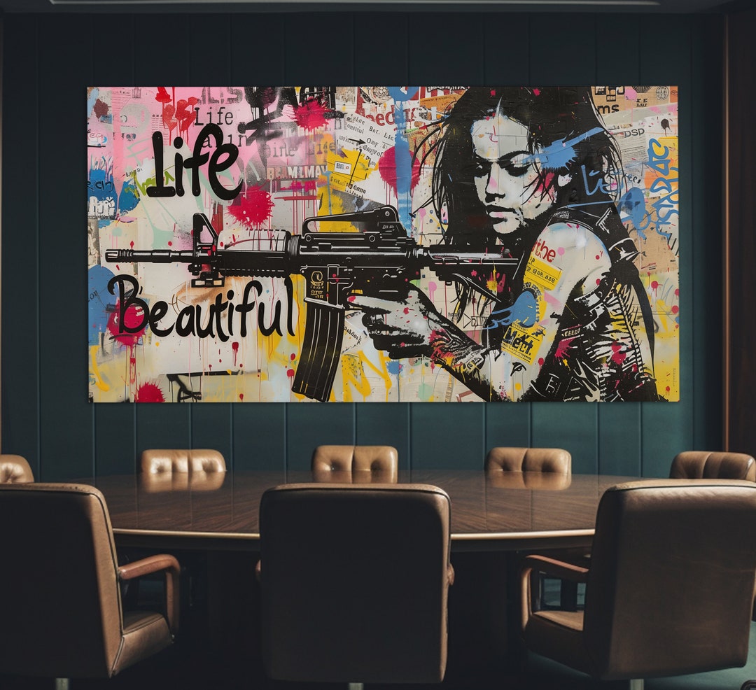 Life is Beautiful Graffiti Canvas Print, Street Art Painting, Graffiti ...