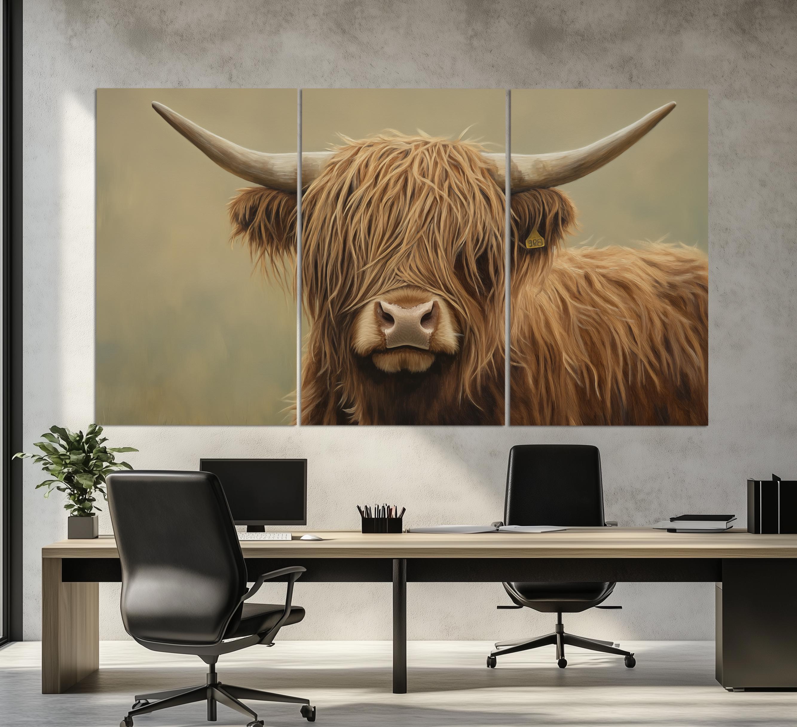 Abstract Highland Cow Canvas Print, Cows Wall Art, Highland Cow ...