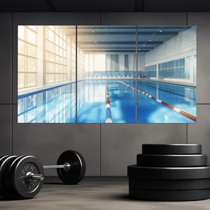 Minimalist Swimming Pool Canvas Print, Swimming Pool Wall Art, Swimmer ...