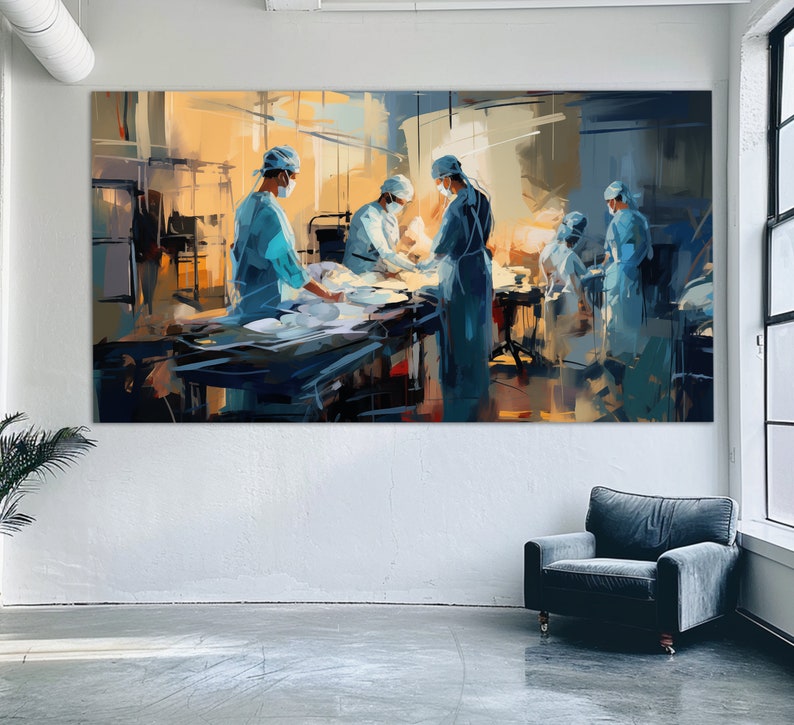 Surgery Wall Art, Operating Room Canvas Print in an Oil Painting Style ...