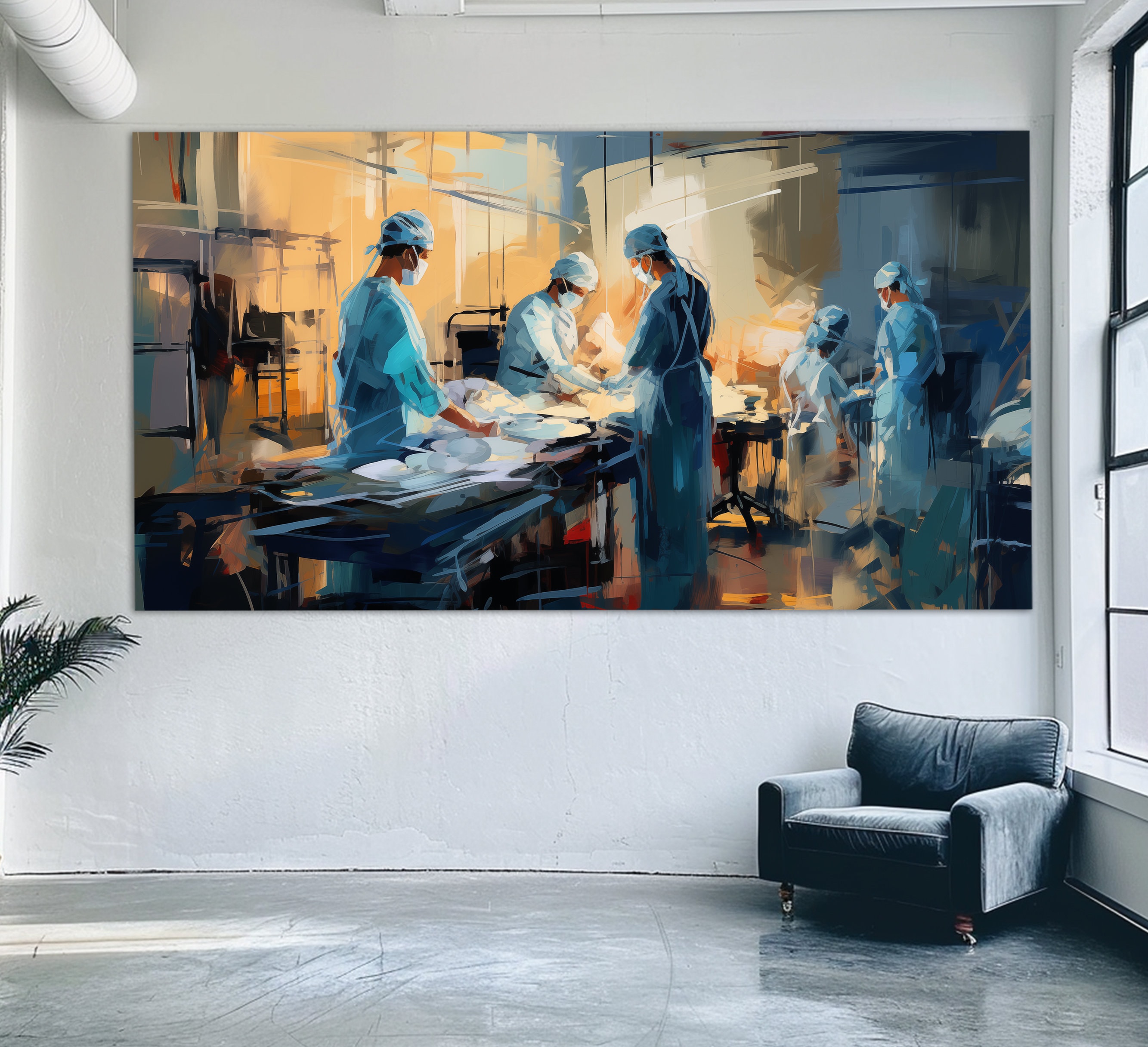 Surgery Wall Art, Operating Room Canvas Print in an Oil Painting Style ...