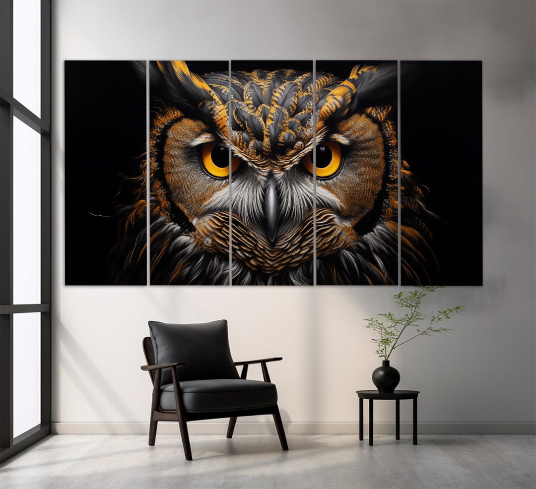 Owl Portrait Canvas Print, Animals Wall Art, Owl Print, Owl Poster ...